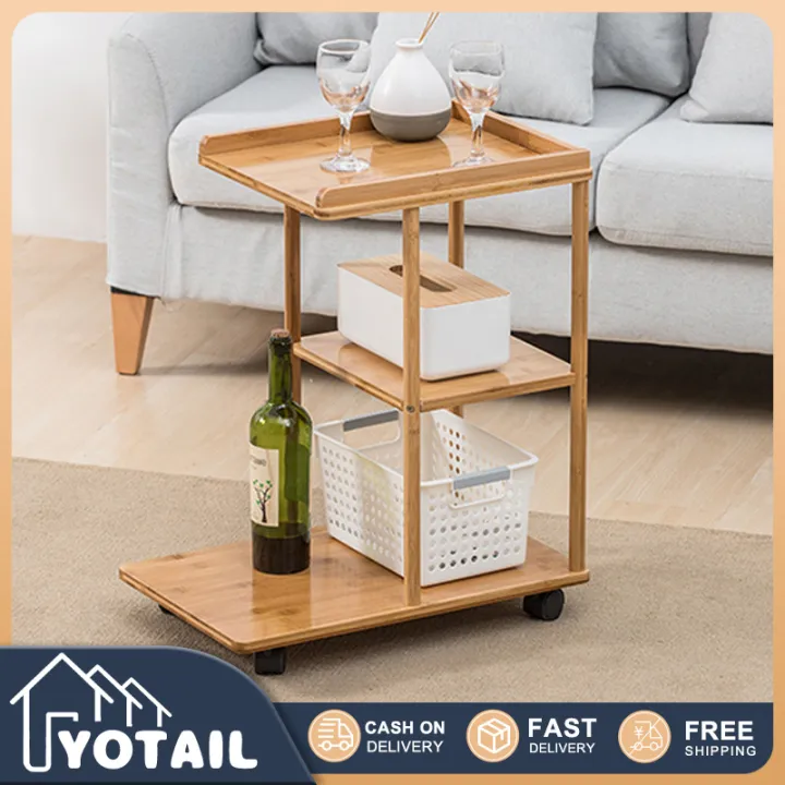 Modern home side table living room sofa side table movable three-layer ...