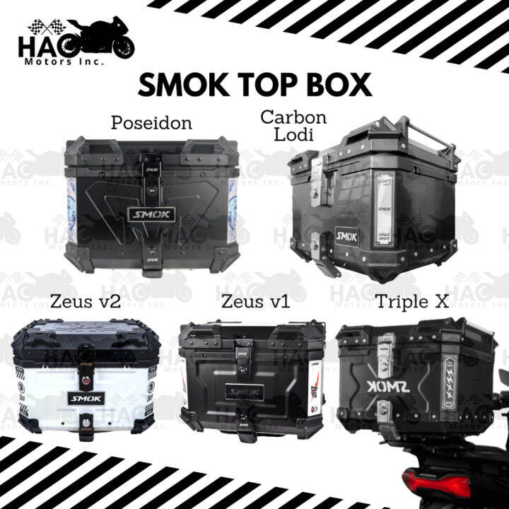 45L TOP BOX POSEIDON/ ZEUS/ CARBON LODI/ POIZON/ WITH BASE PLATE Motor ...