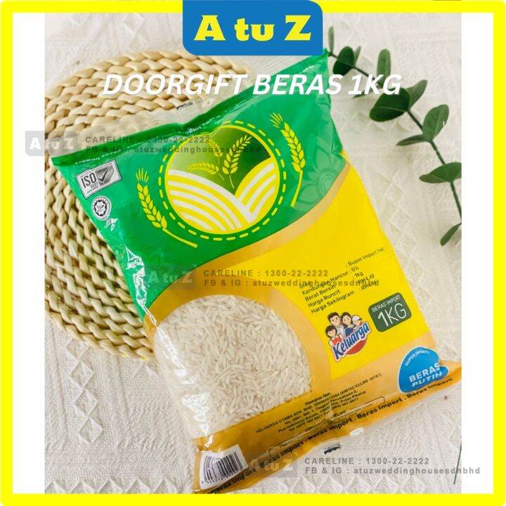 AtuZ Doorgift Kahwin Viral Beras Cap Keluarga 1kg / Pack FREE PAPER BAG ...