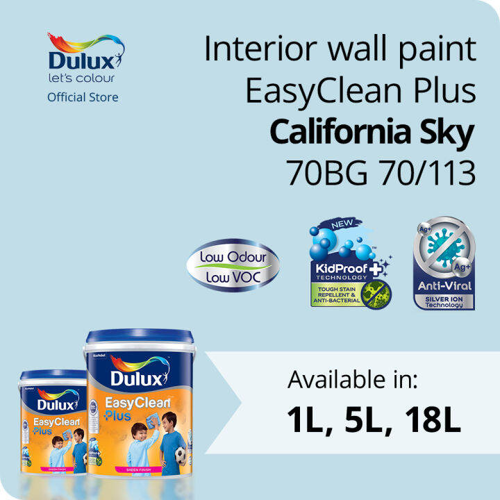 Dulux EasyClean Plus - California Sky (70BG 70/113) (Anti-Viral) (Interior Wall Paint) | Lazada
