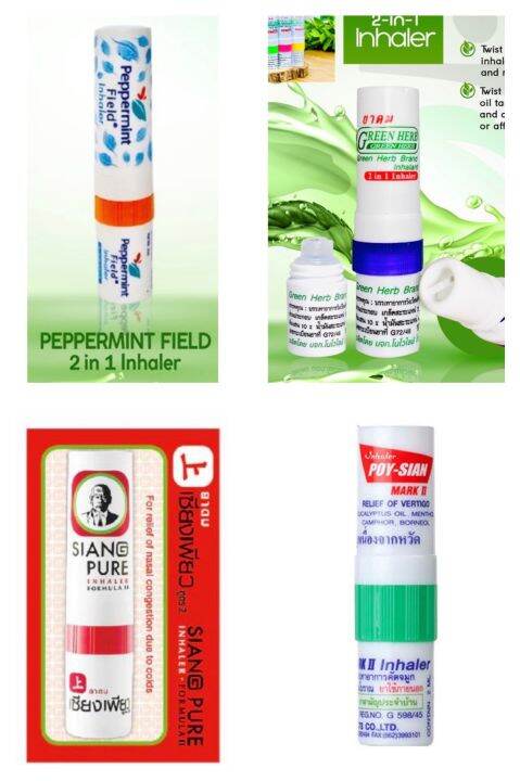 Thailand Inhaler Poy Sian 2in1 Inhaler/ Peppermint Field | Green Herb 2 ...
