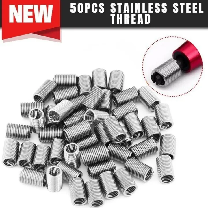 50 Pcs Threaded Insert M6x1.0x3D Helicoil Stainless Steel Thread Repair ...
