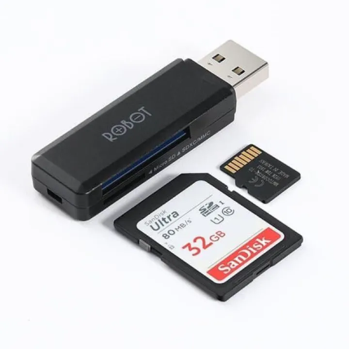 Robot Card Reader CR102 CR-102 USB 3.0 Dual Slot Card Pembaca Kartu ...