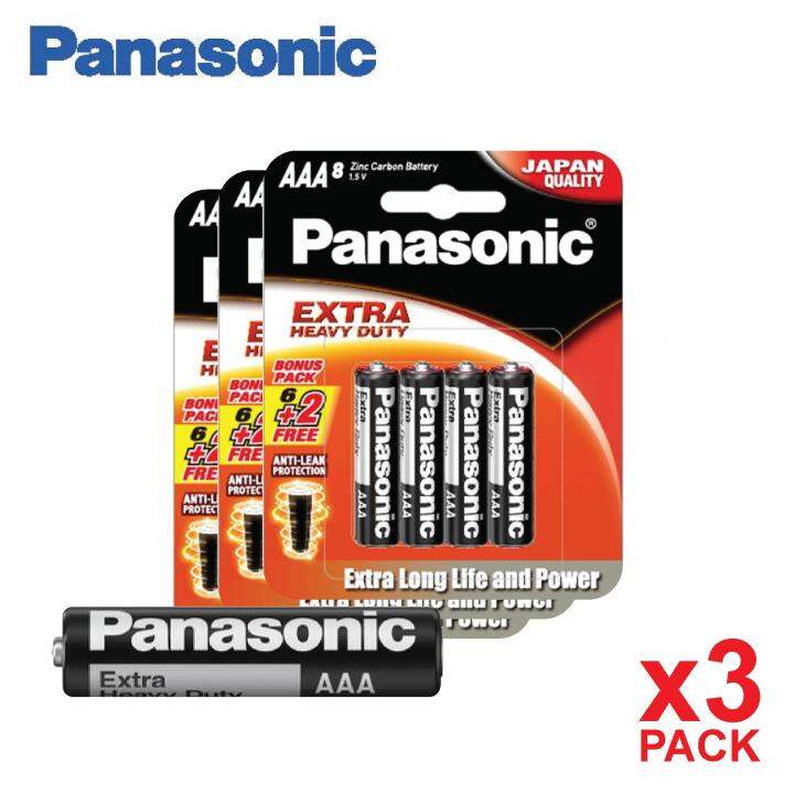 PANASONIC 8PCS AAA SUPER HEAVT DUTY BATTERY X 3 PACK | Lazada