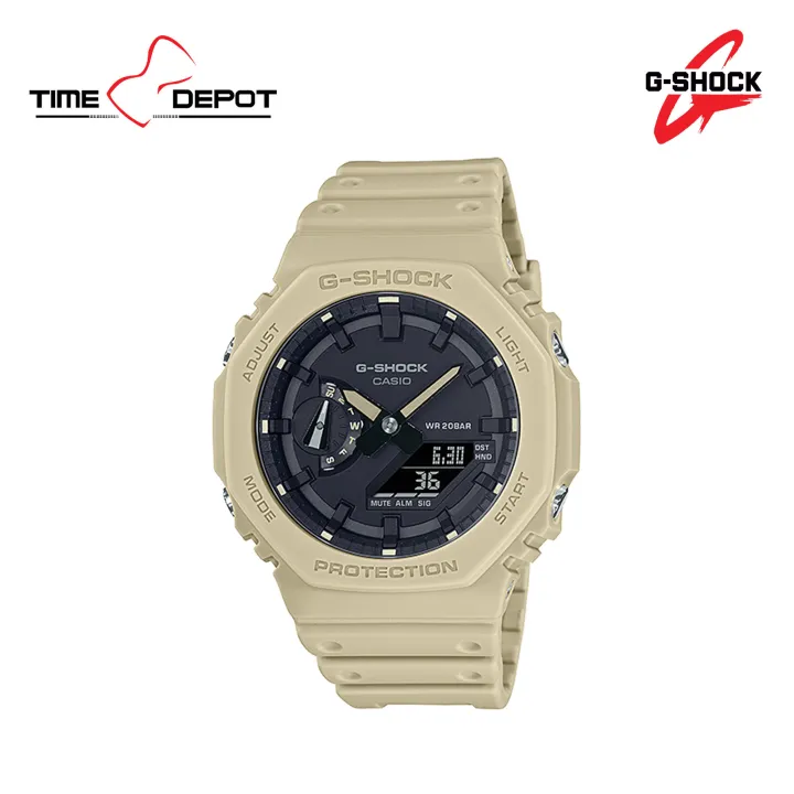 Casio G Shock Ga 2100 5adr Analog Digital Beige Resin Strap For Men