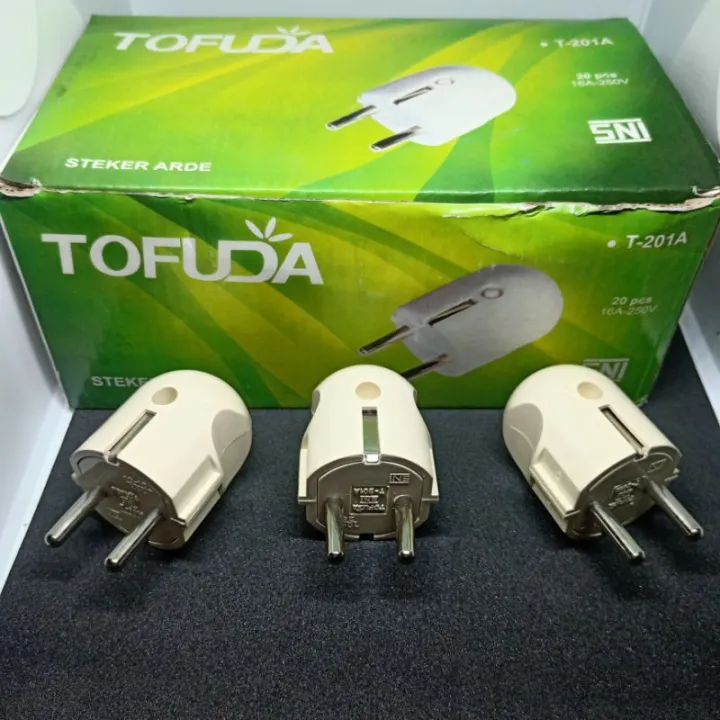 TOFUDA STEKER ARDE BULAT T-201A COLOKAN BULAT PLUG SNI COLOKAN LISTRIK ...