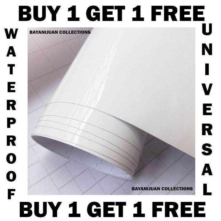 glossy white sticker (buy 1 get 1 free) waterproof vinyl wrap decal car ...