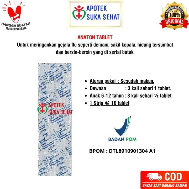 ANATON TABLET OBAT BATUK PILEK DEMAM ( 1 STRIP = 10 TABLET ) | Lazada ...
