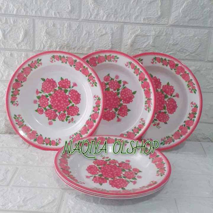 Piring Melamin Motif Bunga - 12 Piring cantik 9 inc 23cm | Lazada Indonesia
