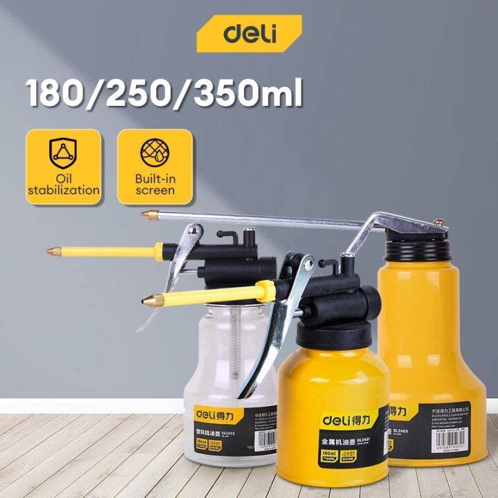 Deli 350/250/180ML Grease Gun Clean Injector Drip Pot Refueling Metal ...