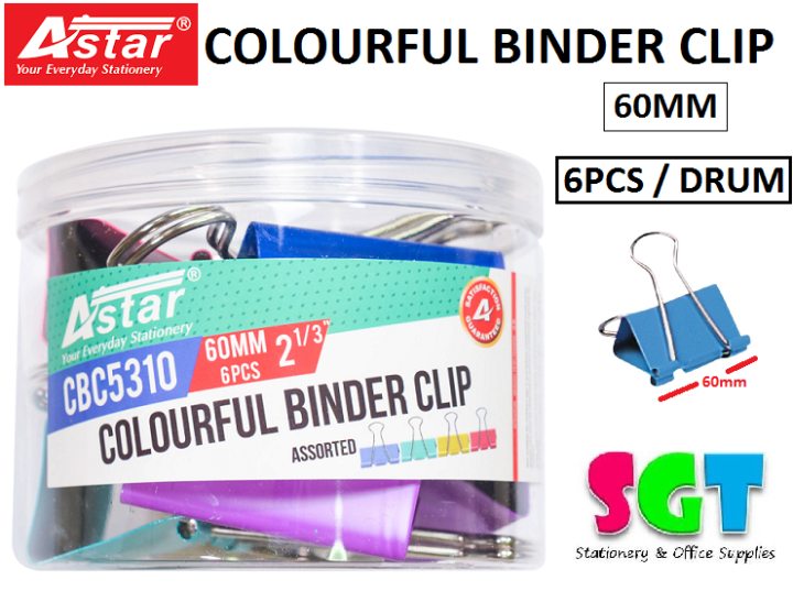 ASTAR Colourful Binder Clip (60mm x 6pcs) | Lazada