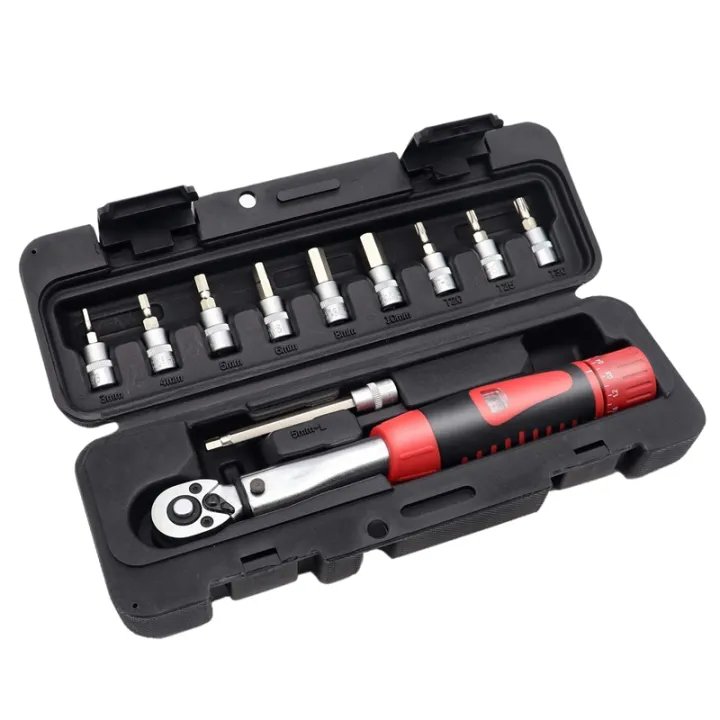 WISRETEC Torque Wrench Bicycle and Motorcycle 1/4Inch Socket Set 2-24Nm ...
