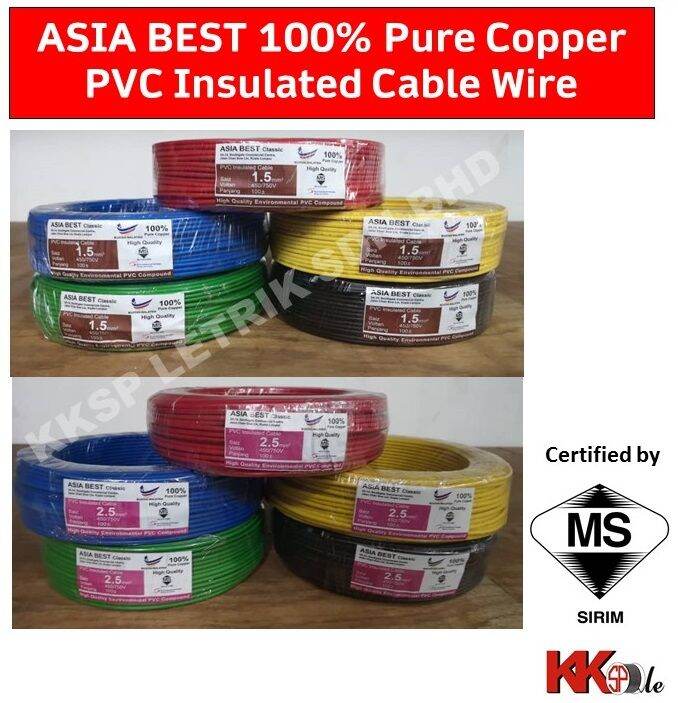 (SIRIM) ASIA BEST 2.5mm Single layer cable SIRIM cable 100% Pure Copper ...