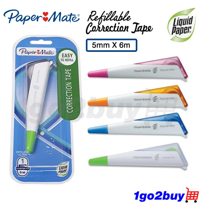 Paper Mate Liquid Paper Dryline Ultra Correction Tape Refillable 6m x ...