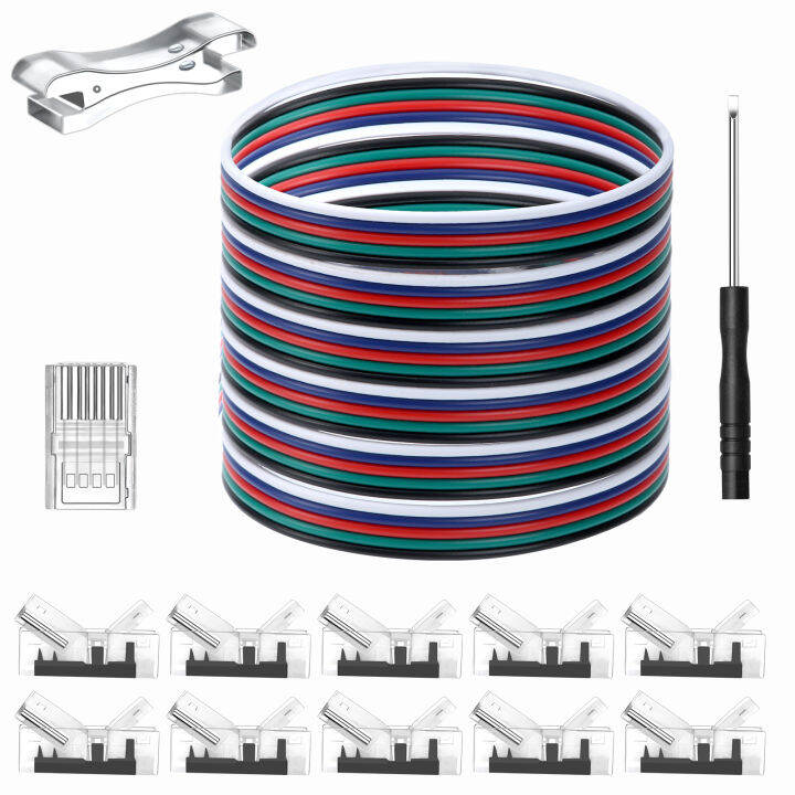 10Pack Solderless LED Strip Connector Wire Strip Light 16.4Feet LED ...