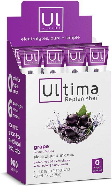 Ultima Replenisher Electrolyte Drink Mix Powder Grape Flavored, 20 ...