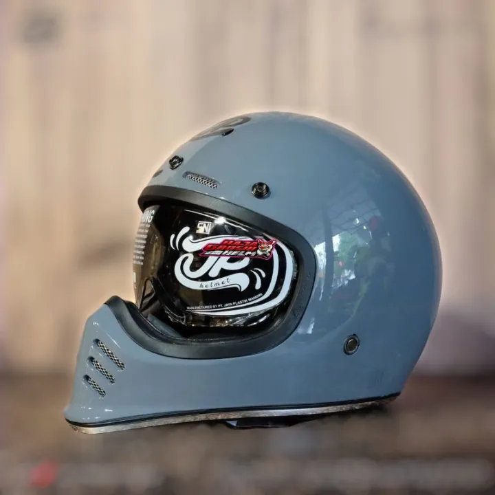 HELM RETRO JP SIGNATURE GREY DARK HELM CAKIL FULL FACE JPX SIGNATURE ...