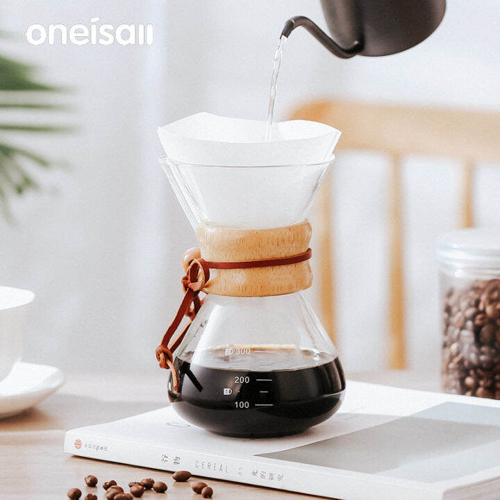 ONEISALL Coffee Dripper Hand Brew Drip Pour Over Chemex Glass Pot Soy ...