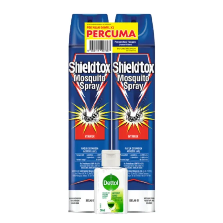 Shieldtox Aerosol 2 x 600ml FOC Dettol 50ml (Twin Pack) | Lazada