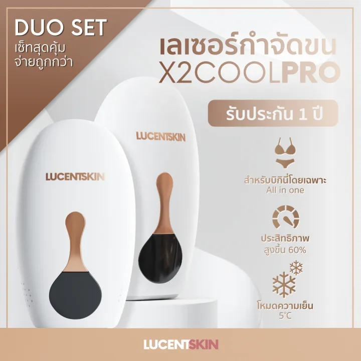 [เซ็ท2เครื่อง] เครื่องเลเซอร์บิกินี่ Lucentskin X2COOL PRO รับประกัน 1 ปี เลเซอร์ไอพีแอล เลเซอร์ ...