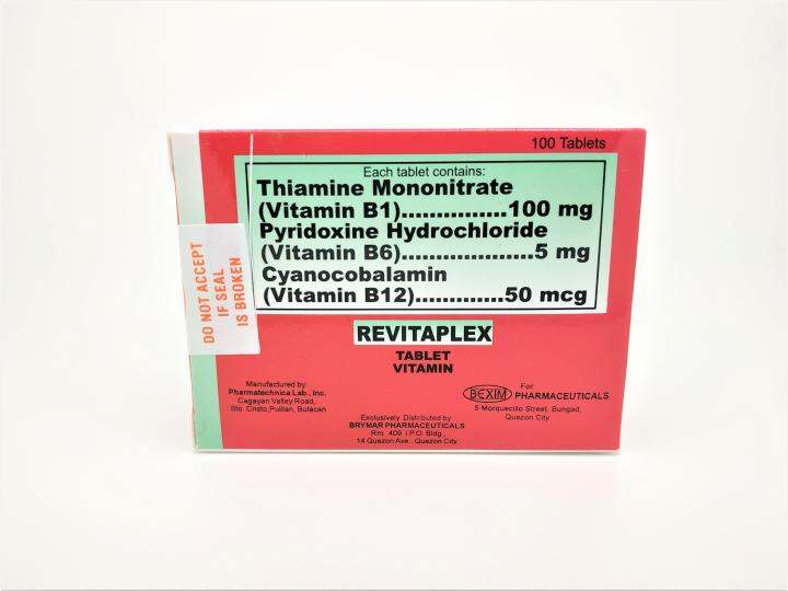 Vitamin B Complex (B1+B6+B12) REVITAPLEX 100 Tablets | Lazada PH