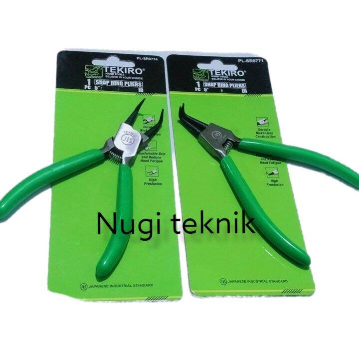 Tekiro tang snap ring bengkok buka tutup 5" set 2 pcs alat bengkel tang ...