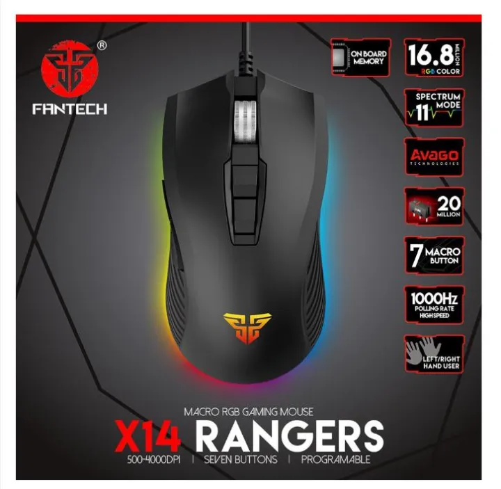 FANTECH X14 Rangers Macro Gaming Mouse RGB Chroma Lights for Crossfire ...