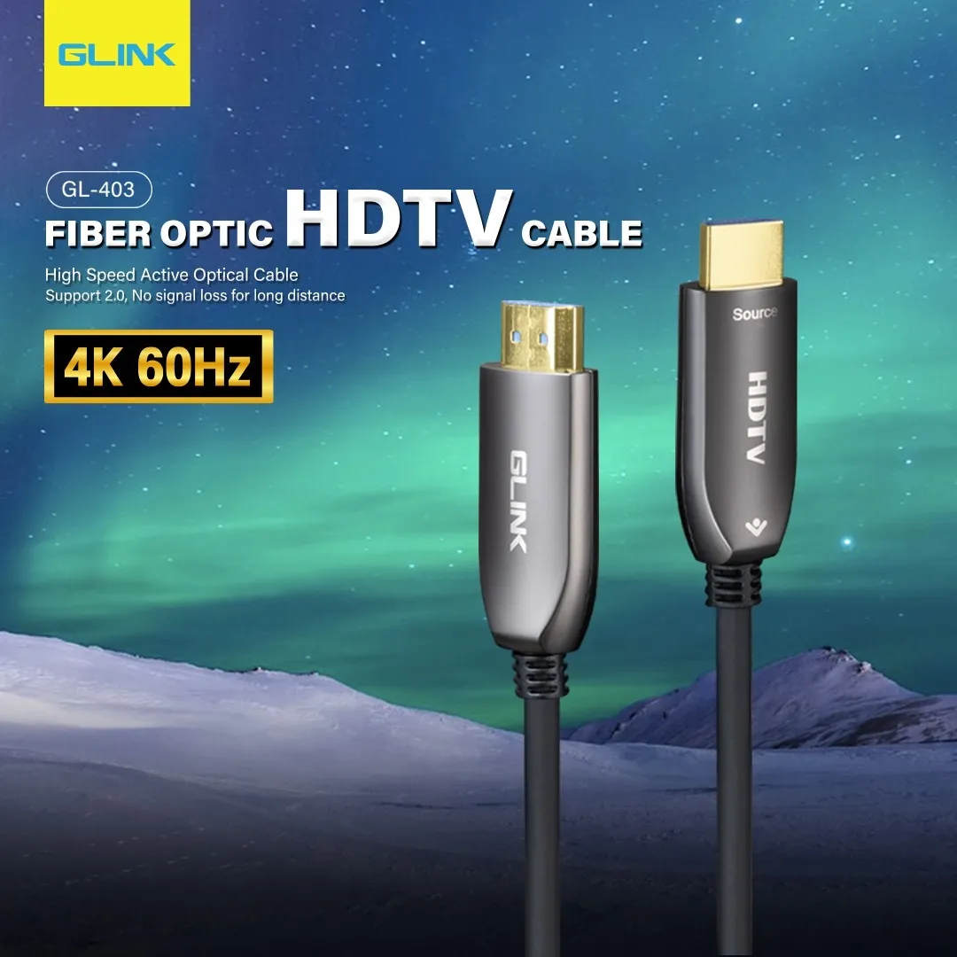 Glink สายHDMI รุ่น GL-40310M Cable HDMI Optical Fiber V2.0 4K 60Hz.