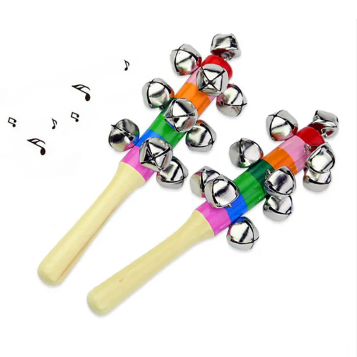 Mododo กระดิ่งมือของเล่นพัฒนาการแรกเริ่มที่มีสีสัน1ชิ้นของเล่นเสียงกริ่งกระดิ่งสายรุ้งสำหรับเด็ก ...