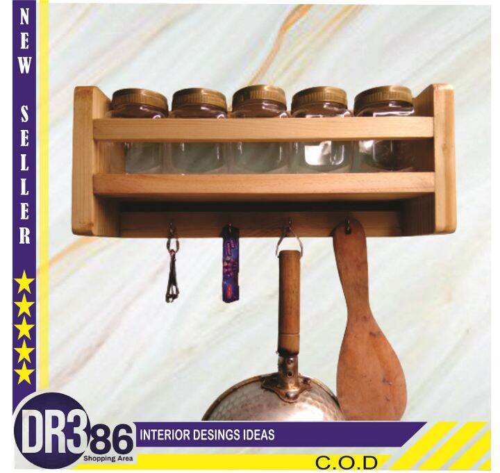rak bumbu pengait kayu|rak serbaguna|rak gantung kayu|tempat bumbu ...