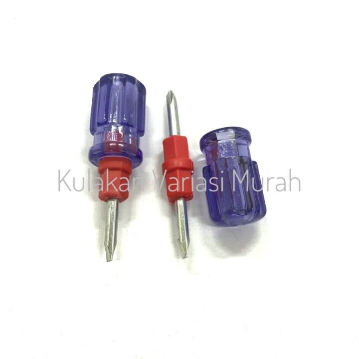 Obeng Cebol Mini 2 Way Bolak Balik Min Plus Transparan Bening Obeng ...