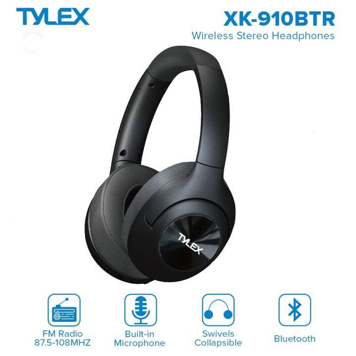 TYLEX XK-910BTR Wireless Stereo Headphones with Built-in Microphone FM ...