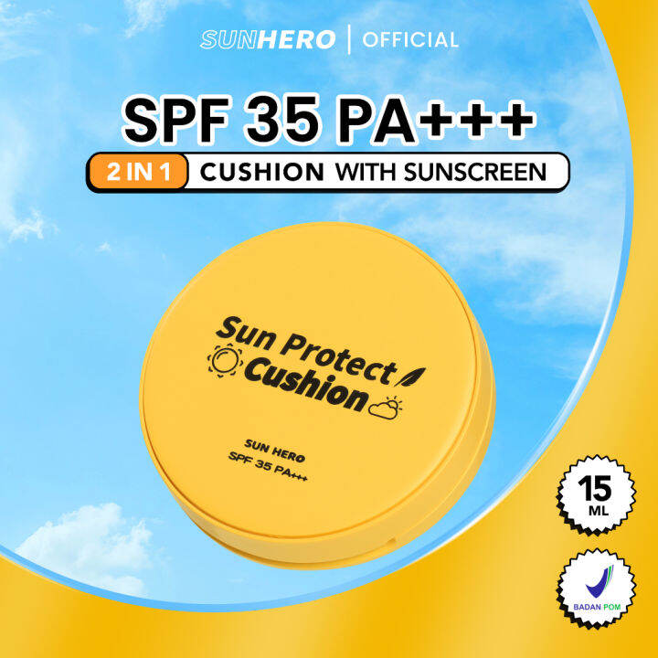 SunHero Sun Protect Cushion SPF 35 PA+++, Bedak Padat Berfungsi sebagai make up dan skincare ...