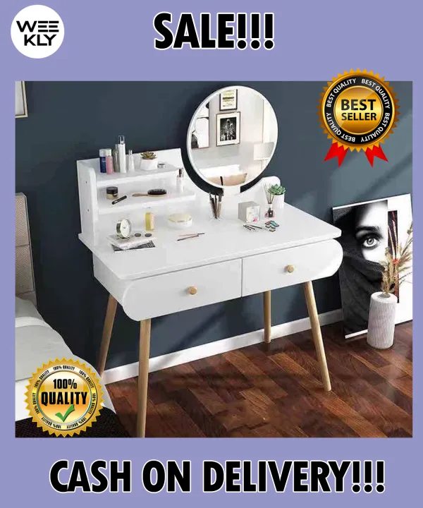 Vanity Round Mirror Table Modern Makeup Table Small Makeup Table ...