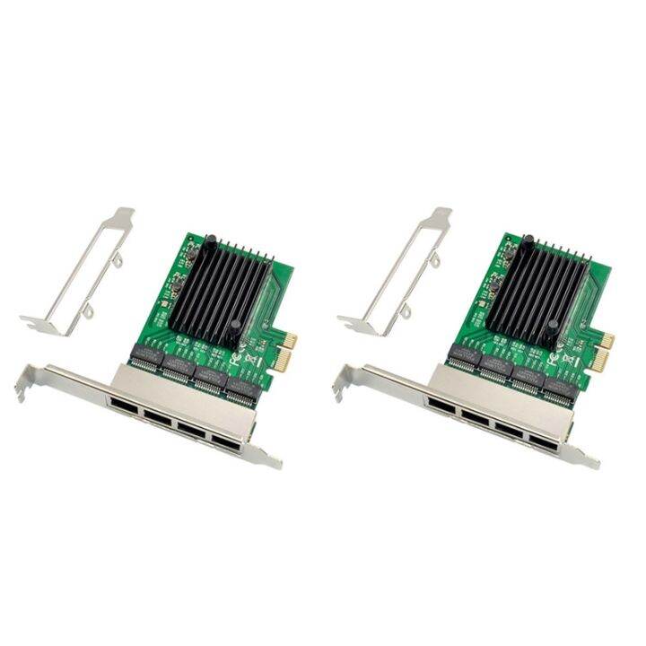 2X RJ-45 4-Port Ethernet Server Adapter Gigabit Network Card PCI-E X1 ...