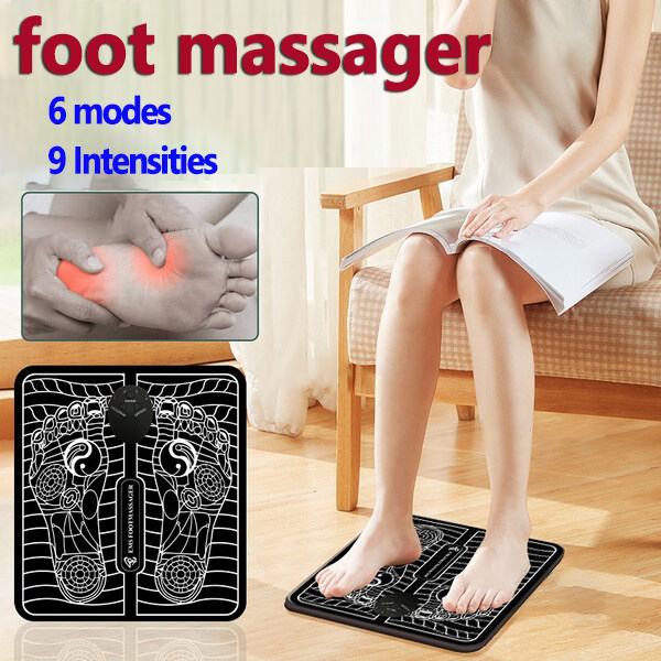 EMS Foot Massage Mat Foot Therapy Massager Pad Thigh Fat Burner with 6 ...