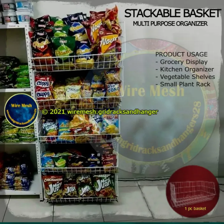 2 - 4 LAYER LARGE STACKABLE WIRE BASKET (BUNDLE) - BIG WIRE !!! - CHIP ...