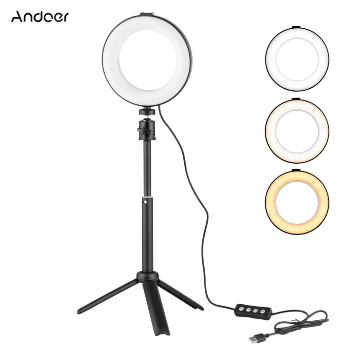 Andoer 6 Inch LED Ring Light Kit with 1 * Ring Light 3200K-6500K ...