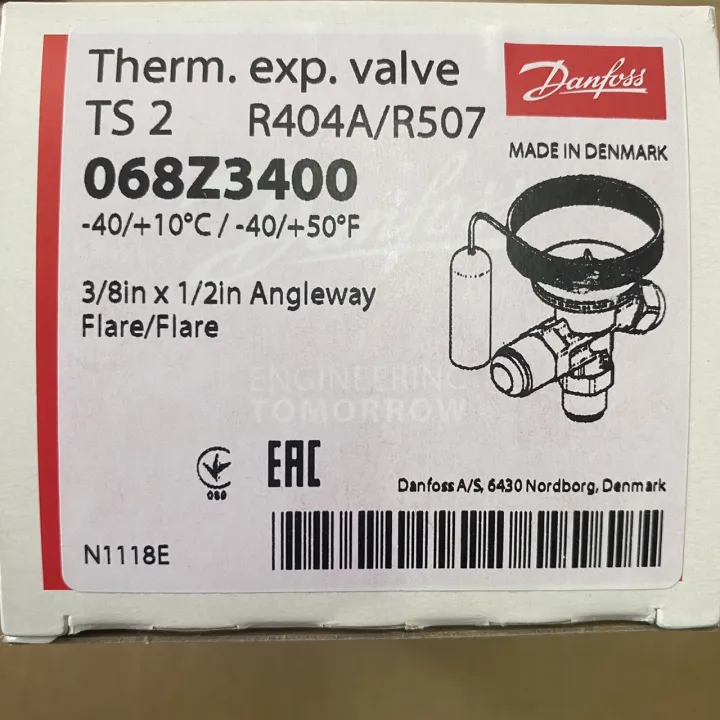 Danfoss Thermostatic expansion valve, T 2, R404A/R507A 068Z3400 ...
