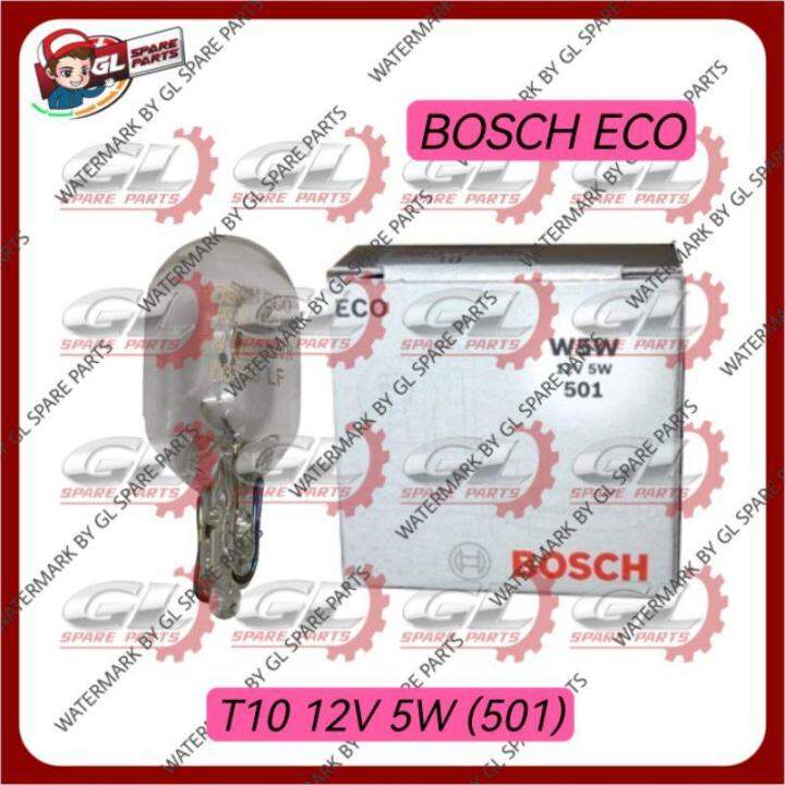 100% ORIGINAL BOSCH HALOGEN T10 12V 5W 501 ECO LIGHT BULB | Lazada