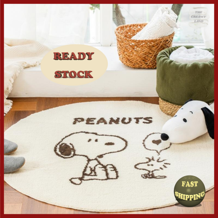 [Ready Stock ] Disney Snoopy Peanuts Semicircle Big Large Carpet White ...