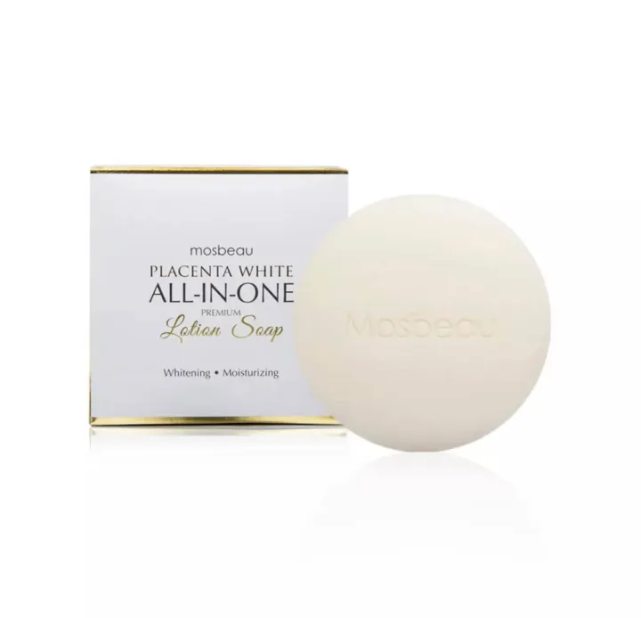 JAPAN MOSBEAU Placenta White All In One Premium Lotion Soap 100g ...