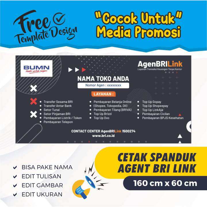 Cetak Spanduk Banner Agent BRI LINK Custom 160x60 | Lazada Indonesia