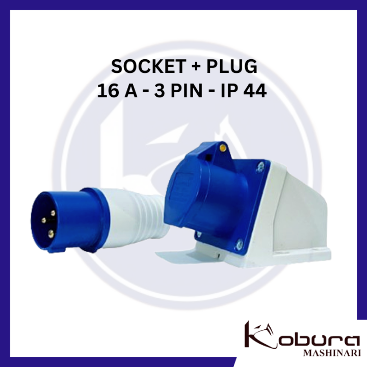 Industrial Plug Socket Surface Mounting Plug Set 3 pin 16A IP 44 ...