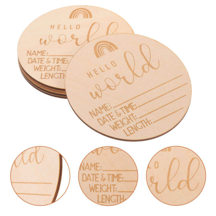 WINOMO 5 Pcs Newborn Sign Wood Signs Baby Birth Announcement Chips ...