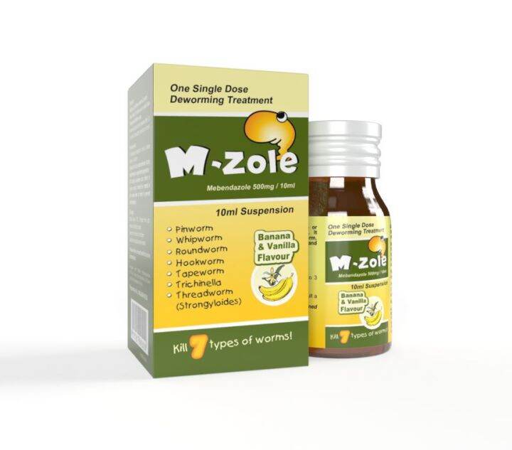 M-Zole Mebendazole 500mg 10ml (Banana & Vanilla Flavour) | Lazada