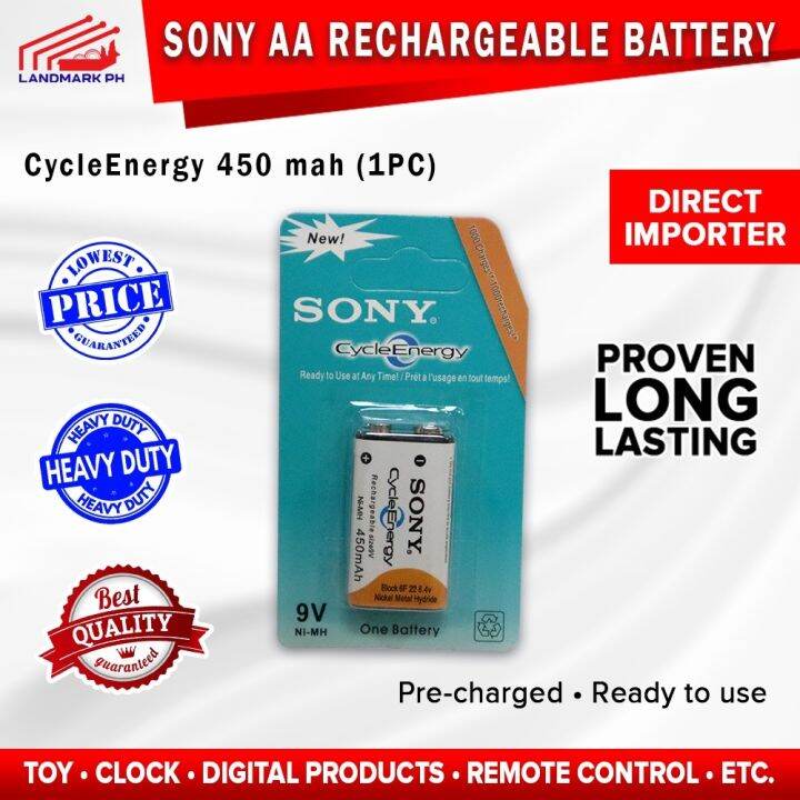 Sony 9V Rechargeable Battery (1PC) CycleEnergy / Toy Battery ...