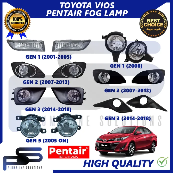 Pentair Foglamp Set Toyota Vios / Yaris 2006 - 2021 Gen 1 Gen 2 Gen 3 ...
