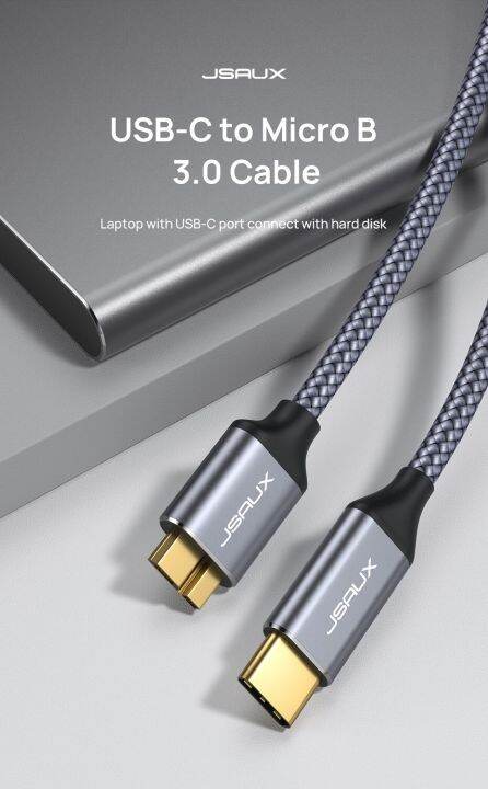 USB C to Micro B 3.0 Cable Jsaux 5Gbps Data Connector Adapter For Hard ...
