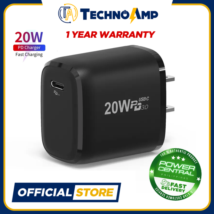 Technoamp USB Type C PD 20W Wall Charger Power Delivery 3.0 PPS Quick Charge 3.0 WC1P20PD ...